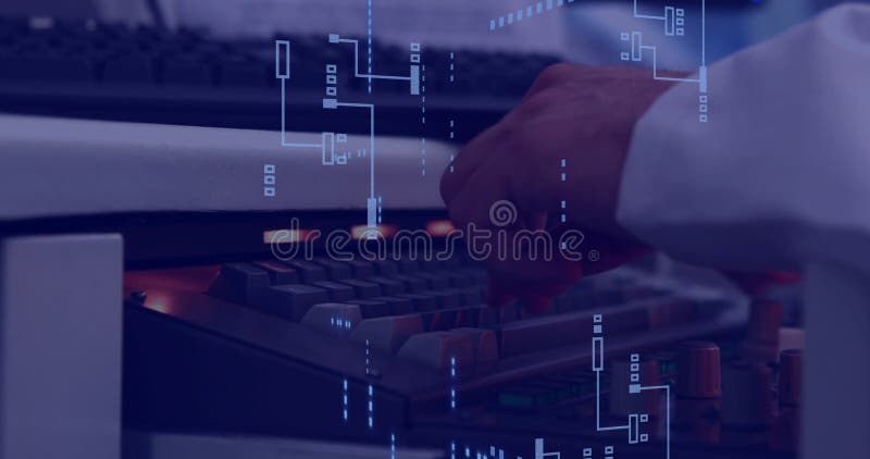 Image of Data Processing and Caucasian Man Using Computer Stock Photo ...