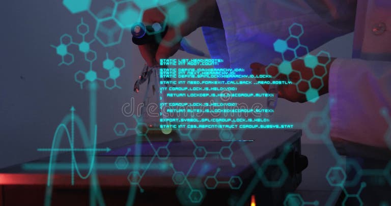 Image of Data Processing with Chemical Formula Over Caucasian Male ...
