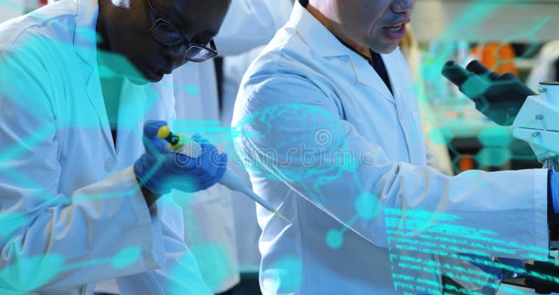 Image of Data Processing and Chemical Formula Over Diverse Scientists ...