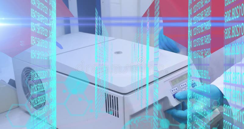 Image of Data Processing and Chemical Formula Over Scientist in Lab ...