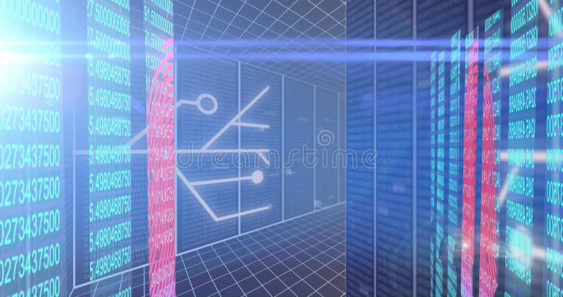 Image of Data Processing and Circuit Board Over Computer Servers Stock ...