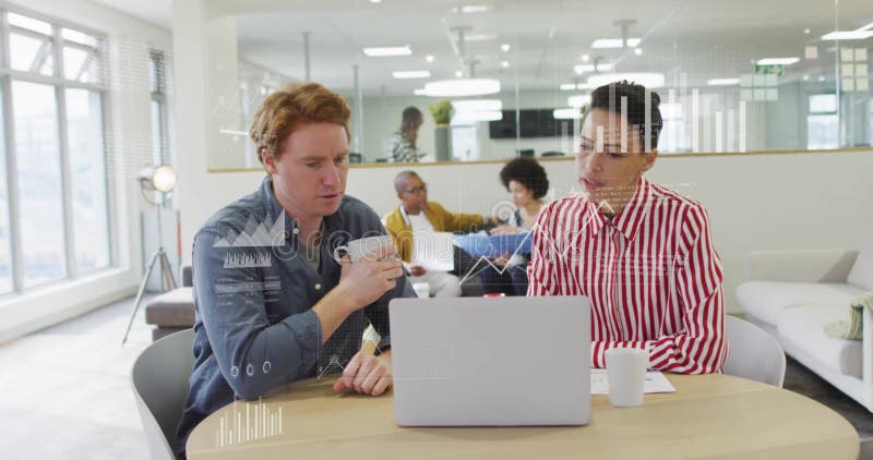 Image of Data Processing and Diagrams Over Caucasian Colleagues ...