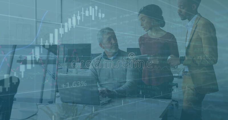 Image of Data Processing and Diagrams Over Diverse Business People ...