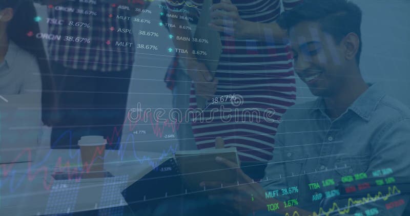 Image of Data Processing and Diagrams Over Diverse Business People ...