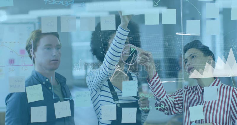 Image of Data Processing and Diagrams Over Diverse Colleagues ...