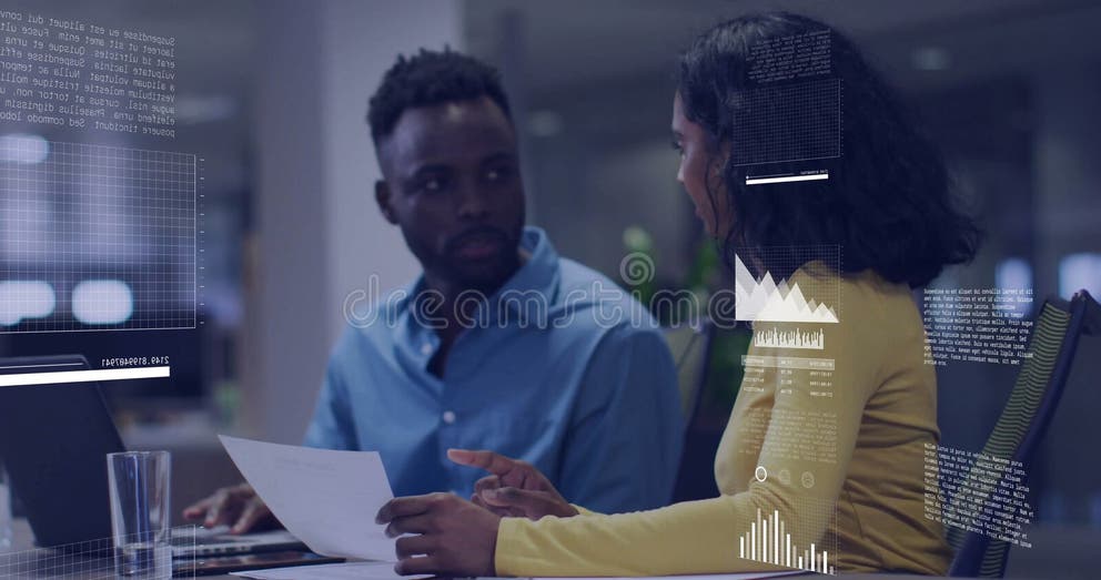 Image of Data Processing and Diagrams Over Diverse Colleagues ...