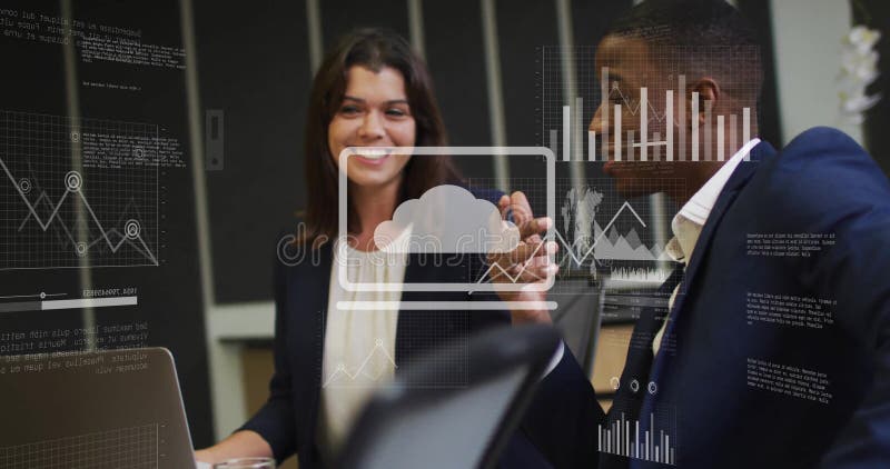 Image of Data Processing and Diagrams Over Diverse Colleagues ...