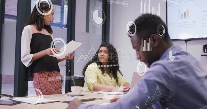 Image of Data Processing and Diagrams Over Diverse Colleagues ...