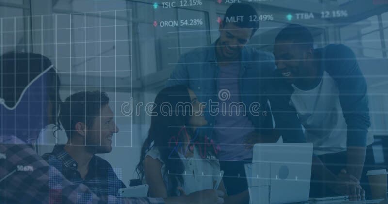 Image of Data Processing and Diagrams Over Diverse Colleagues ...