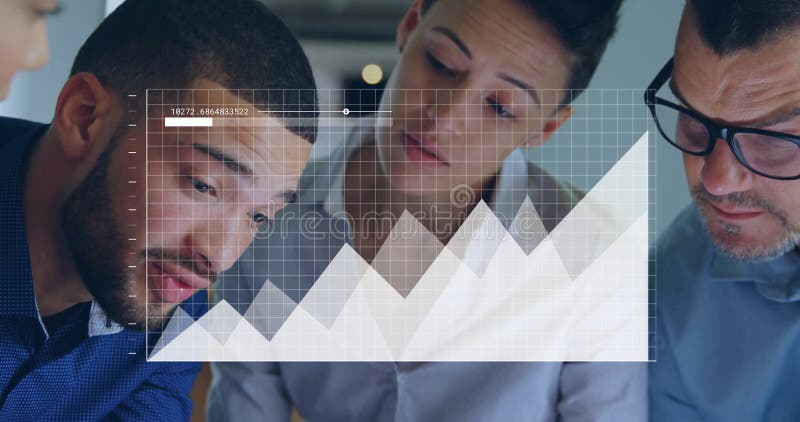 Image of Data Processing and Diagrams Over Diverse Colleagues Talking ...