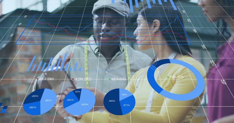 Image of Data Processing and Diagrams Over Diverse Colleagues Using ...
