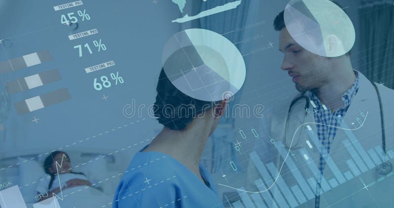 Image of Data Processing and Diagrams Over Diverse Doctors with Patient ...