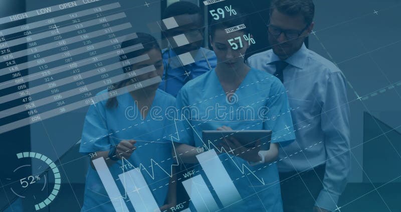 Image of Data Processing and Diagrams Over Diverse Doctors Using Tablet ...