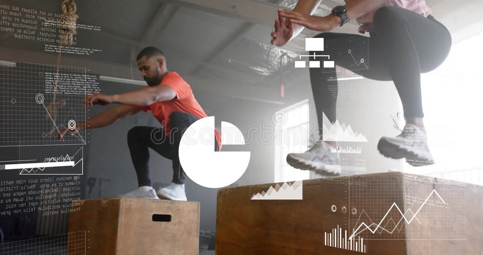 Image of Data Processing and Diagrams Over Diverse Sports People ...