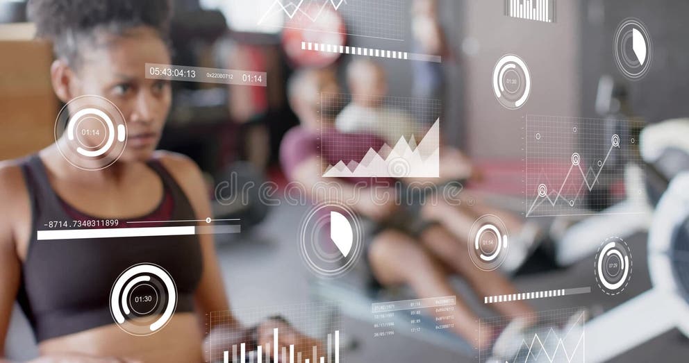 Image of Data Processing and Diagrams Over Diverse Sports People Using ...