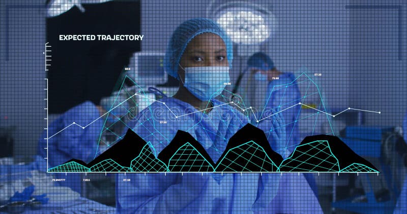 Image of Data Processing and Diagrams Over Diverse Surgeons Wearing ...