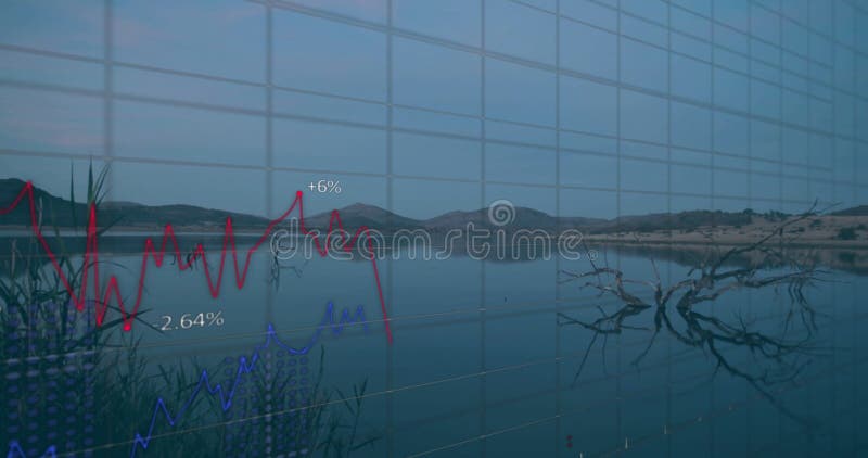 Image of Data Processing and Diagrams Over Landscape Stock Image ...