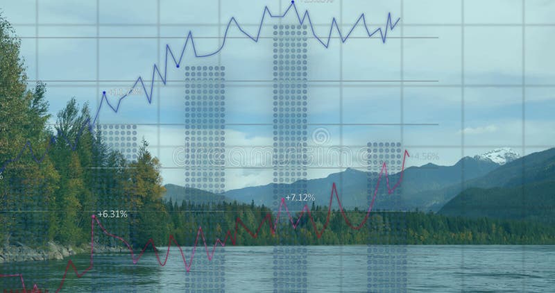 Image of Data Processing and Diagrams Over Landscape Stock Image ...