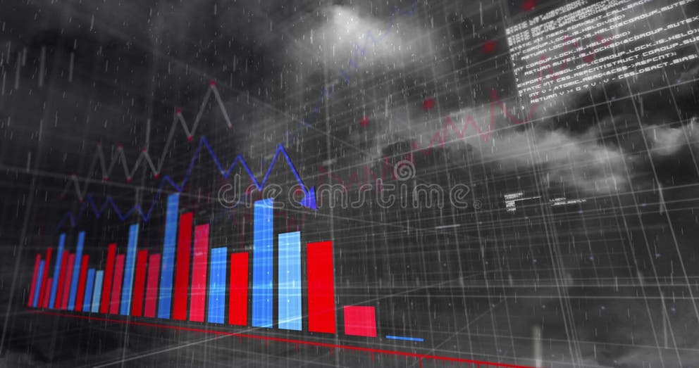 Image of Data Processing and Diagrams Over Storm Stock Illustration - Illustration of research ...