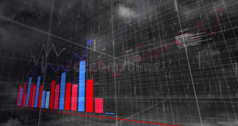Image of Data Processing and Diagrams Over Storm Stock Photo - Image of ...