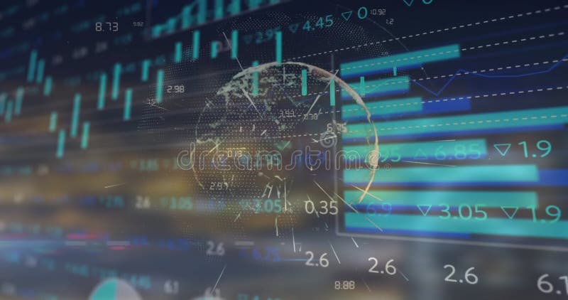 Image of Data Processing, Diagrams and Stock Market Over Globe Stock ...