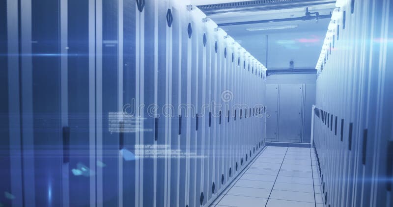 Computer Servers in a Server Room with Glowing Lights Stock ...