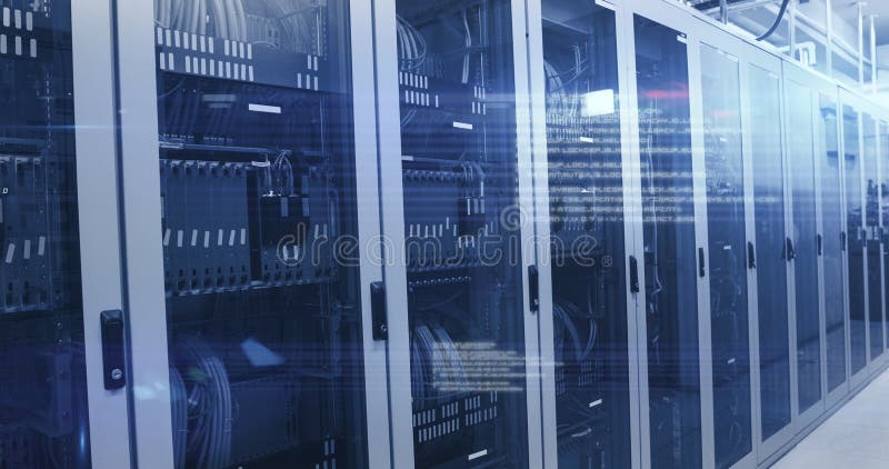 Computer Servers in a Server Room with Glowing Lights Stock ...