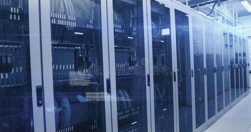 Computer Servers in a Server Room with Glowing Lights Stock ...