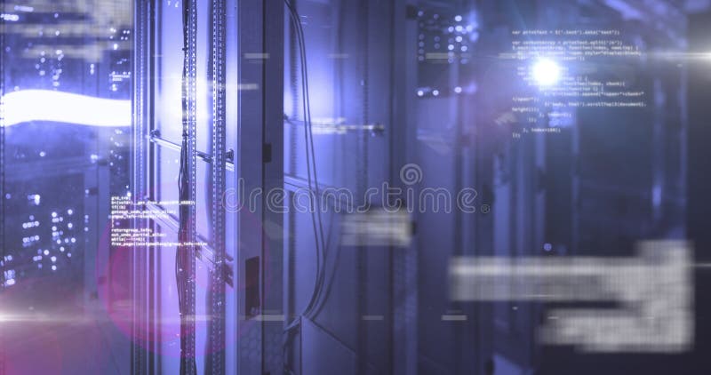 Computer Servers in a Server Room with Glowing Lights Stock ...