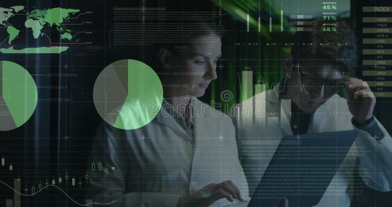 Image of Data Processing, Diverse Male and Female it Engineers with Laptop by Computer Servers ...