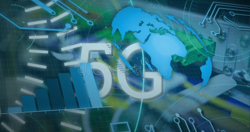 Image Of Data Processing And Globe Over Computer Wires Stock Image