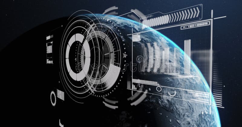 Image of Data Processing and Globe Over Scope Over Globe Stock Image - Image of male, caucasian ...