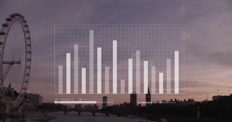 Image of Data Processing and Graph Over London Cityscape Stock Image ...