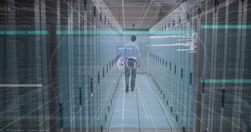 Image of Data Processing and Hacker Over Caucasian Businessman in ...