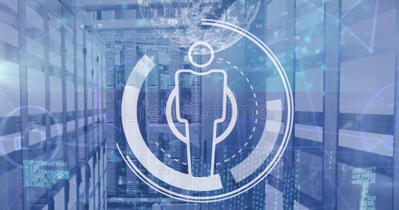 Image of Data Processing and Human Icon with Scope Scanning Over Server ...