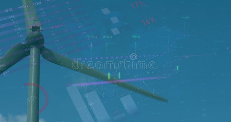 Image of Data Processing and Icons Over Windmill Stock Illustration ...