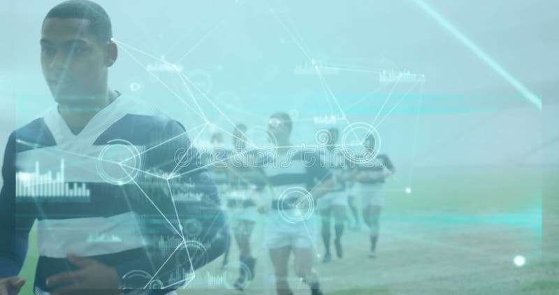 Image of Data Processing, Images Rolling Over Multi-ethnic Rugby Team ...