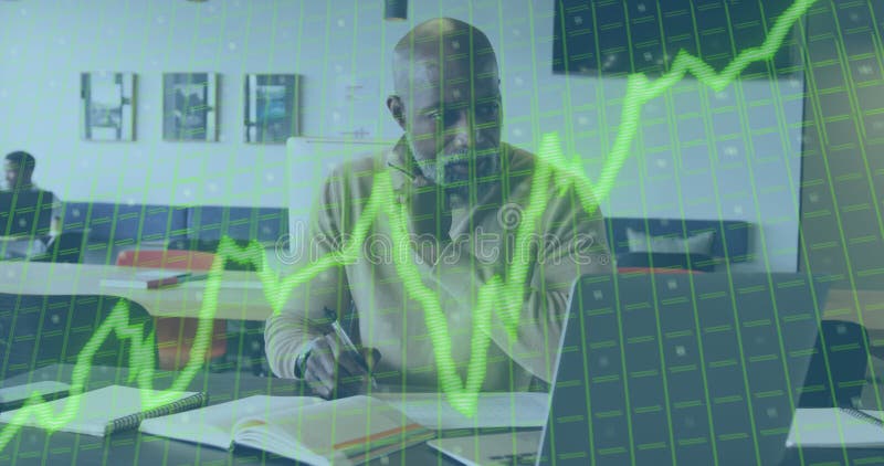 Image of Data Processing and Inflation Text Over African American ...