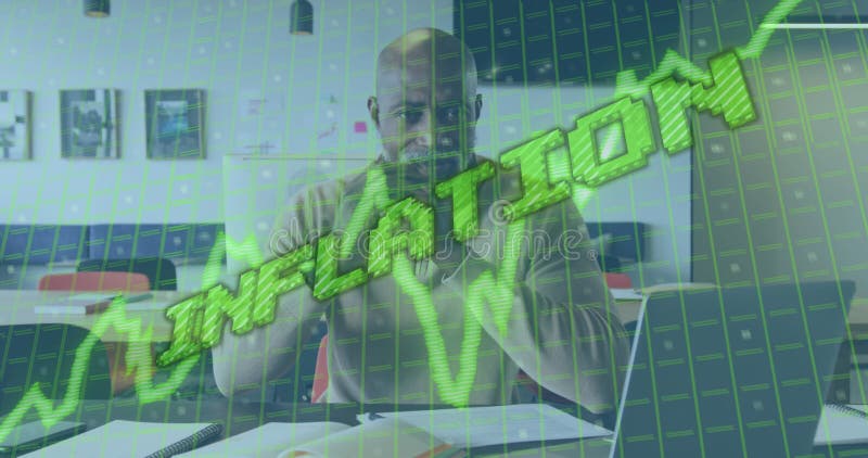 Image of Data Processing and Inflation Text Over African American ...