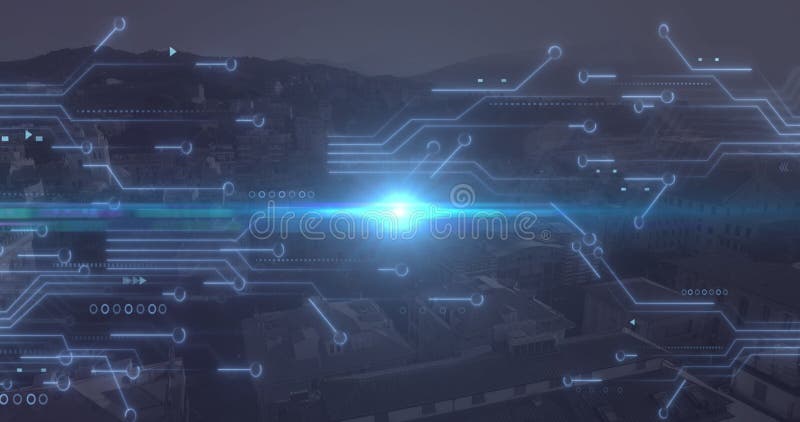 Image of Data Processing, Landscape and Connections Stock Illustration ...