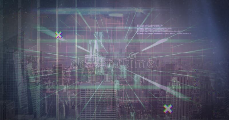 Image of Data Processing and Light Trails Against Aerial View of ...