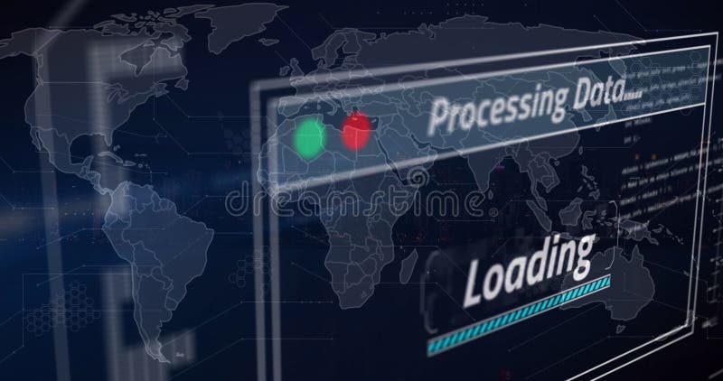 Image of Data Processing Loading Against World Map Stock Image - Image of computer, server ...