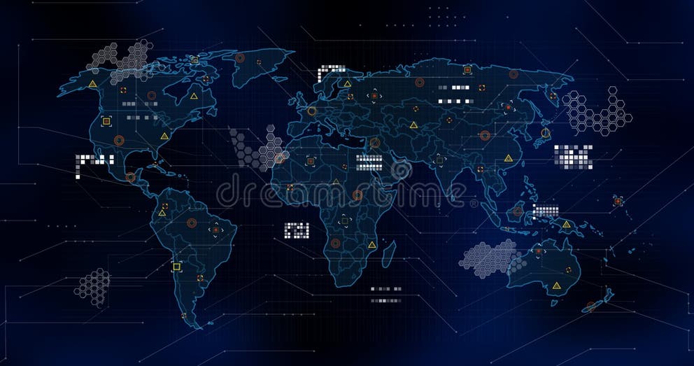 Image of Data Processing and Markers Over World Map Stock Illustration - Illustration of ...