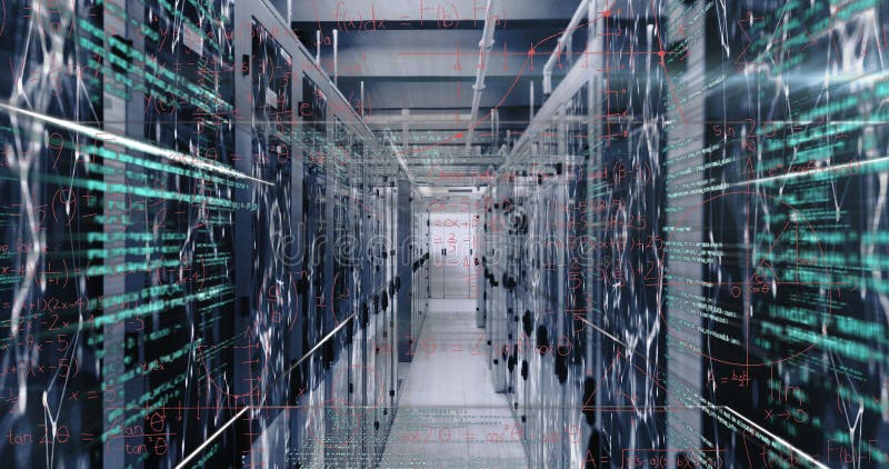 Image of Data Processing, Mathematical Equations and Network of ...