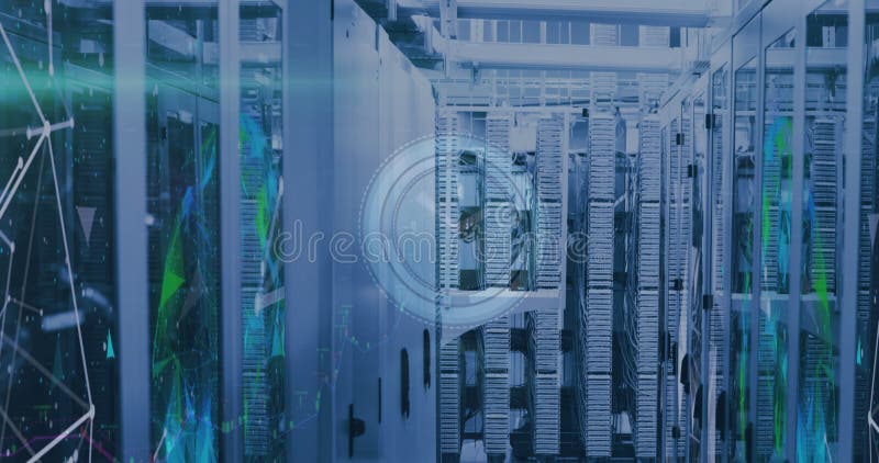Image of Data Processing and Moving Clock Over Server Room Stock Image ...