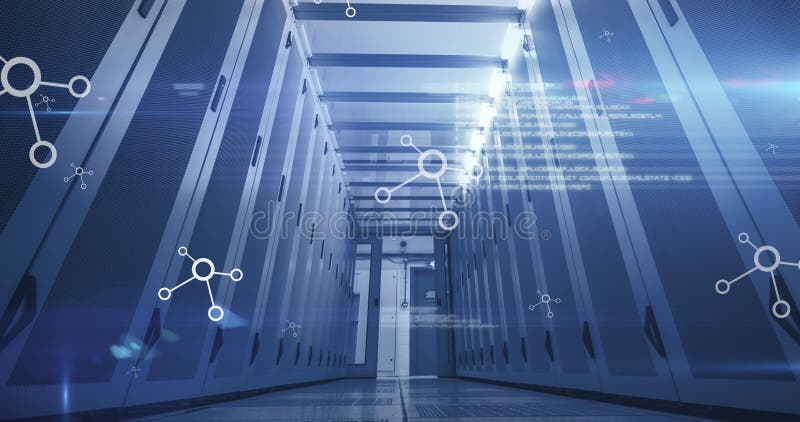 Image of Data Processing and Networks of Connections Over Computer ...