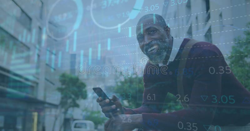 Image of Data Processing Over African American Businessman Using ...