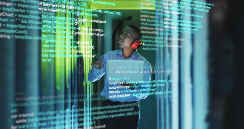 Image of Data Processing Over African American Male Engineer Using ...