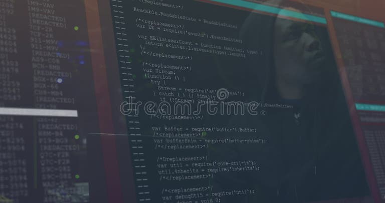 Image of Data Processing Over African American Male Hacker in Server Room Stock Image - Image of ...