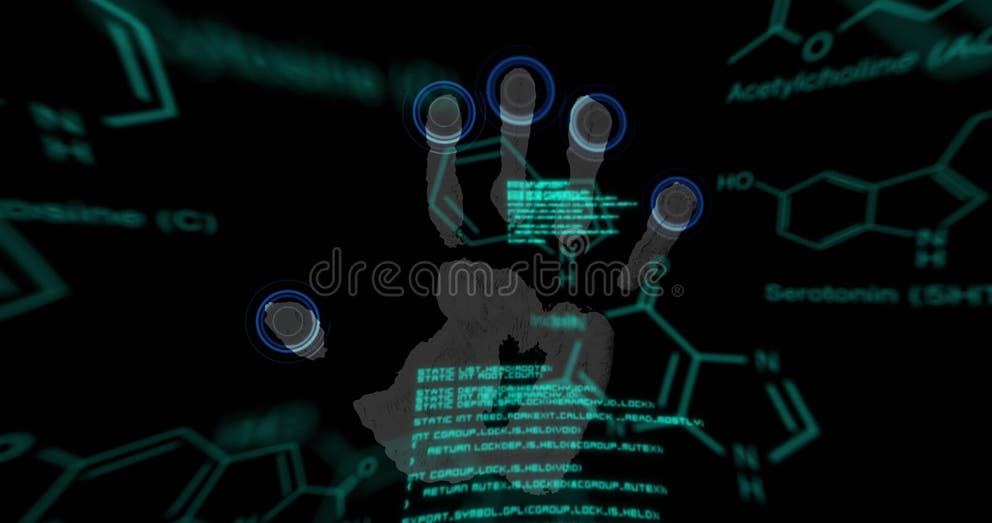 Image of Data Processing Over Biometric Handprint Stock Photo - Image ...